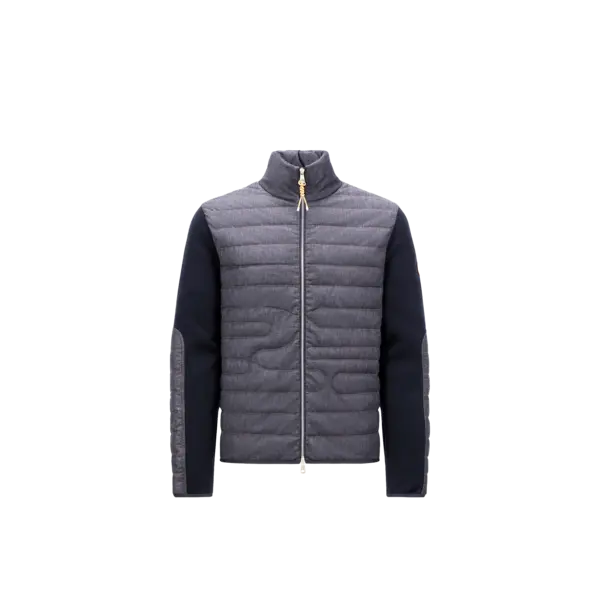 Moncler Padded Snake-quilted Denim Cardigan - Blue