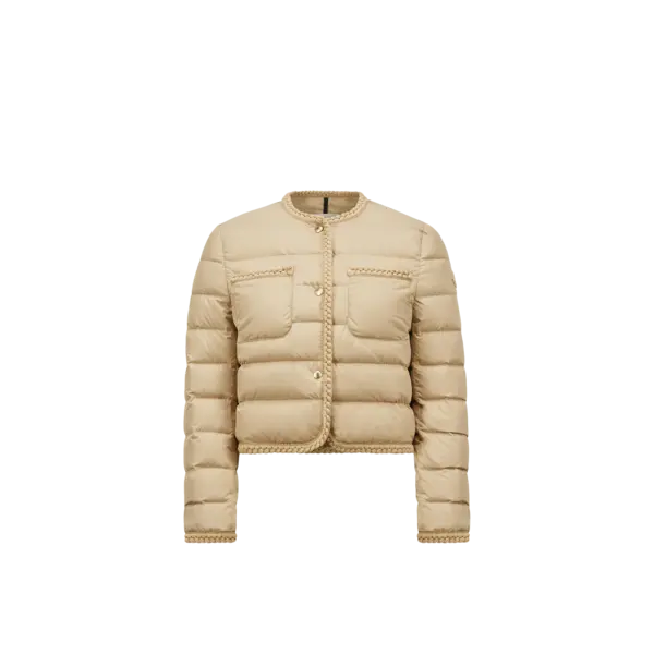 Moncler Gencay Braided Trim Short Down Jacket - Beige