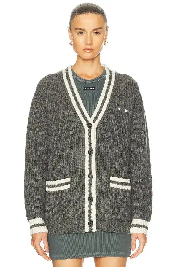 Buy Miu Miu Cashmere Cardigan - Ardesia At 40% Off | Editorialist
