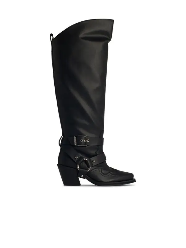GANNI Western Recycled Leather Blend Boots