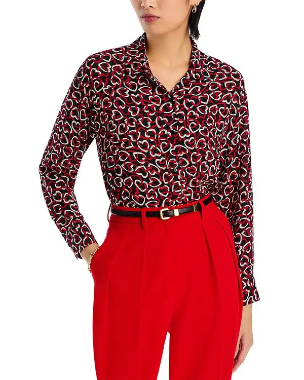 T Tahari Printed Button-down Blouse