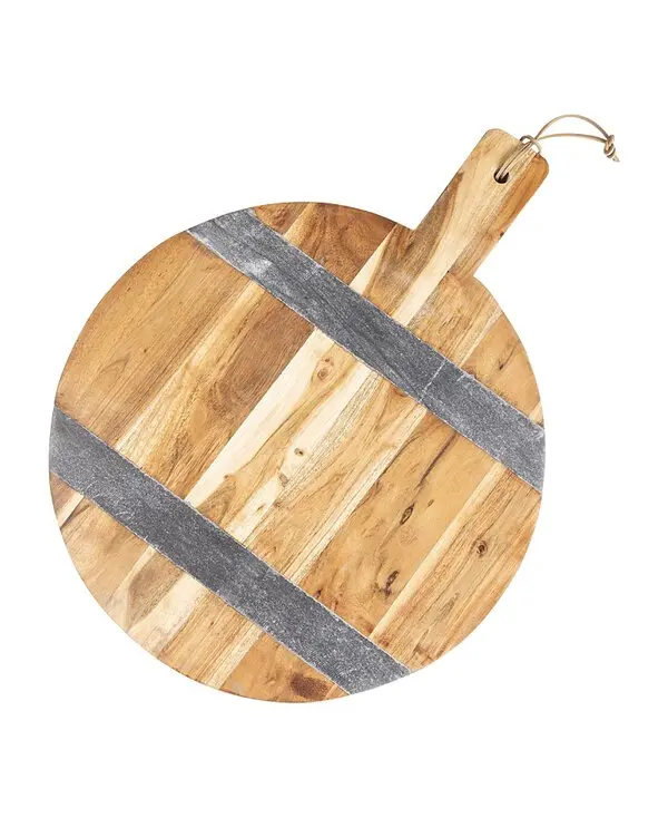 GAURI KOHLI Mandawa Charcuterie Board, Gray - Brown With Gray Strips