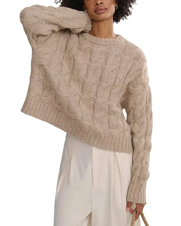 Jenni Kayne Serena Cable Knit Crewneck Sweater - Oatmeal