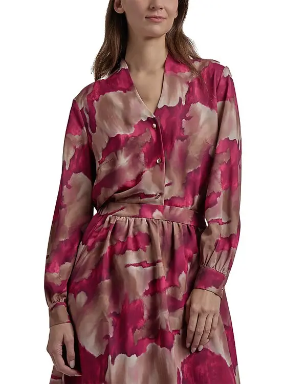 Misook Watercolor Print Blouse - Pink