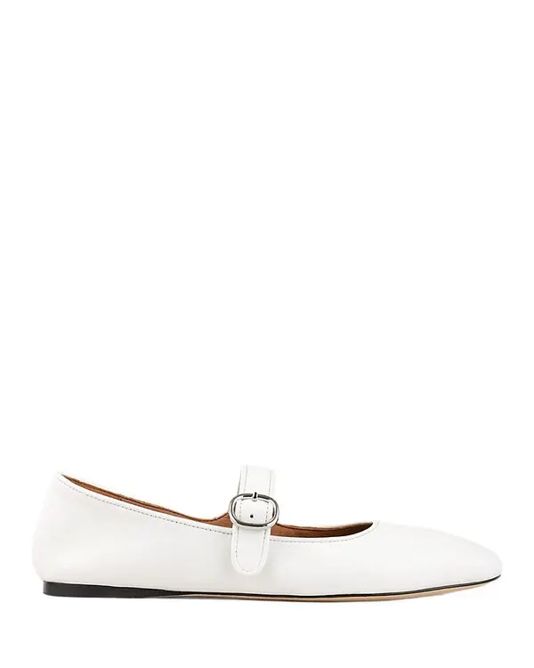 Sandro Leather Mary Jane Ballet Flats - White