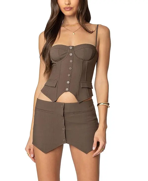EDIKTED Ellis Buttoned Up Corset Top