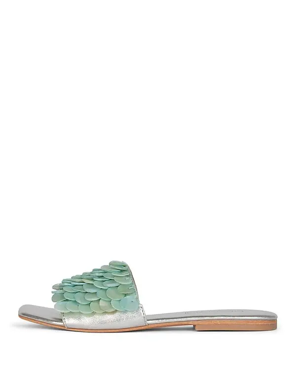 Jeffrey Campbell Fishy Beaded Slides - Blue Silver Combo