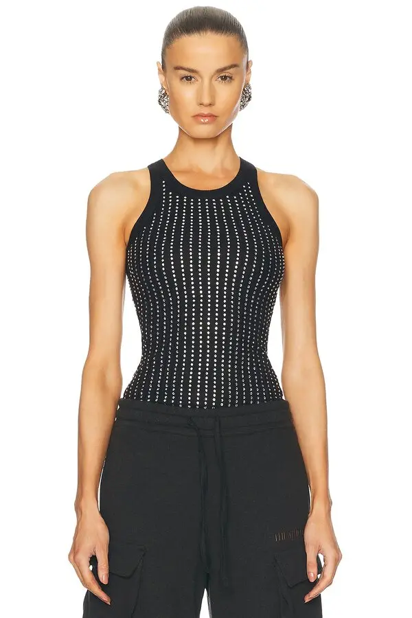 Attico Embellished Tank Top - Black