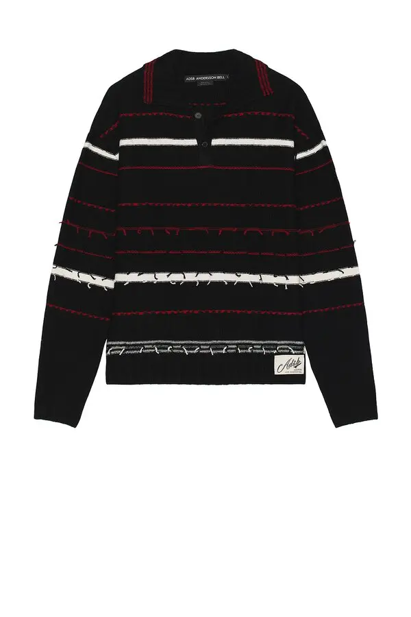 Andersson Bell B&w Stripe Polo Sweater