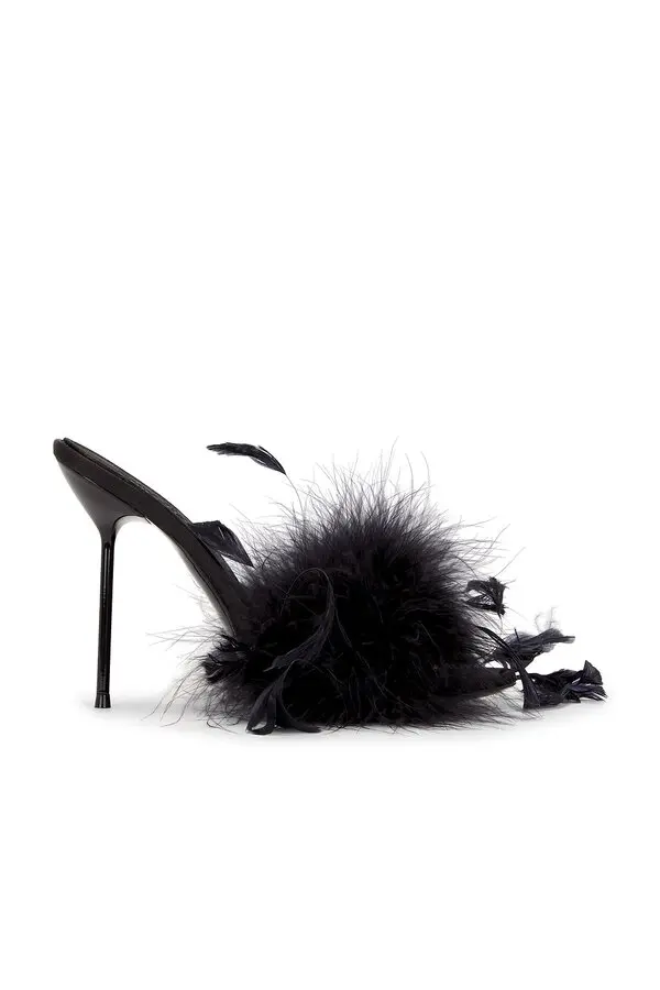 Paris Texas Lidia Feather 105 Mule - Black
