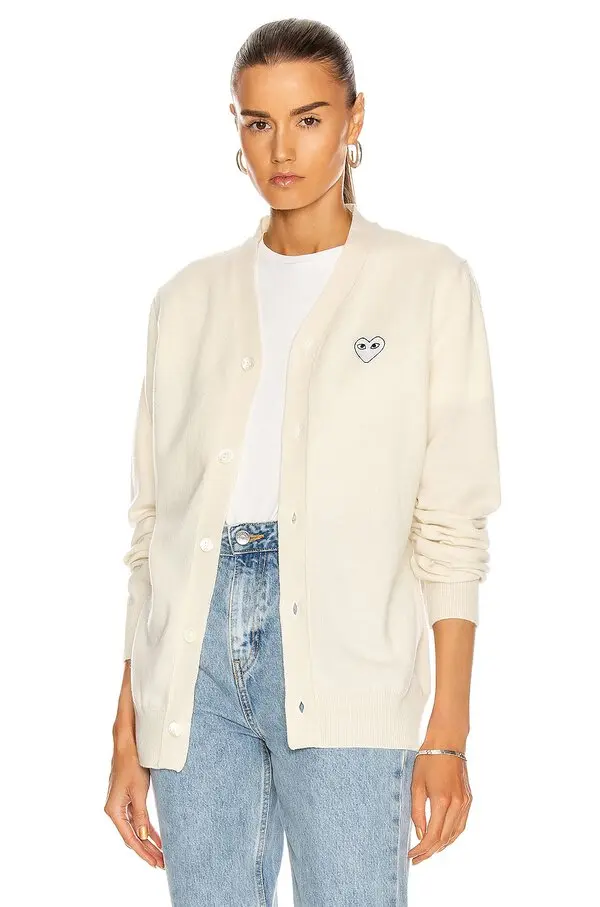 Play Comme Des Garcon Heart Cardigan - Natural