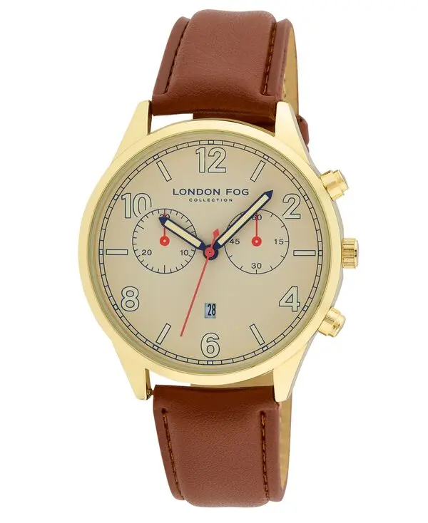 London Fog Faux Leather Watch - Brown