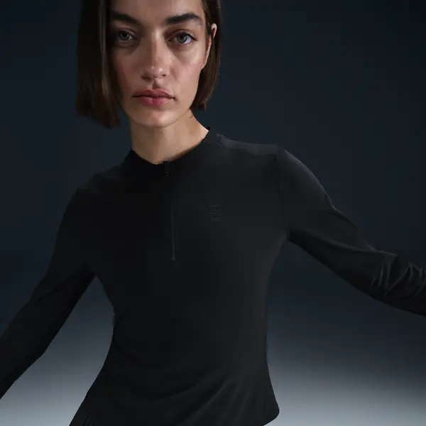 Nike Court Advantage Dri-fit Mid-layer Tennis Top - Black