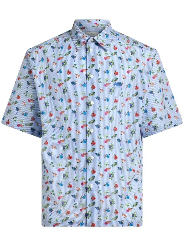Etro Floral-print Shirt - Blue