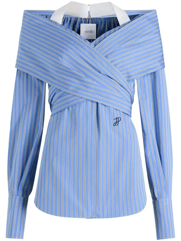 Patou Wrap Poplin Blouse - Blue