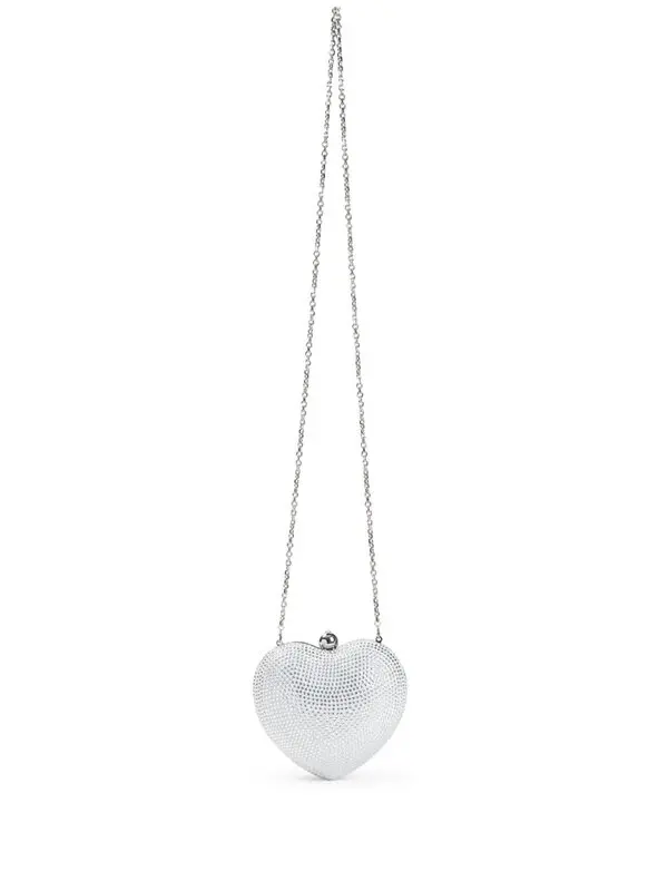 Mach & Mach Crystal Heart Clutch - White