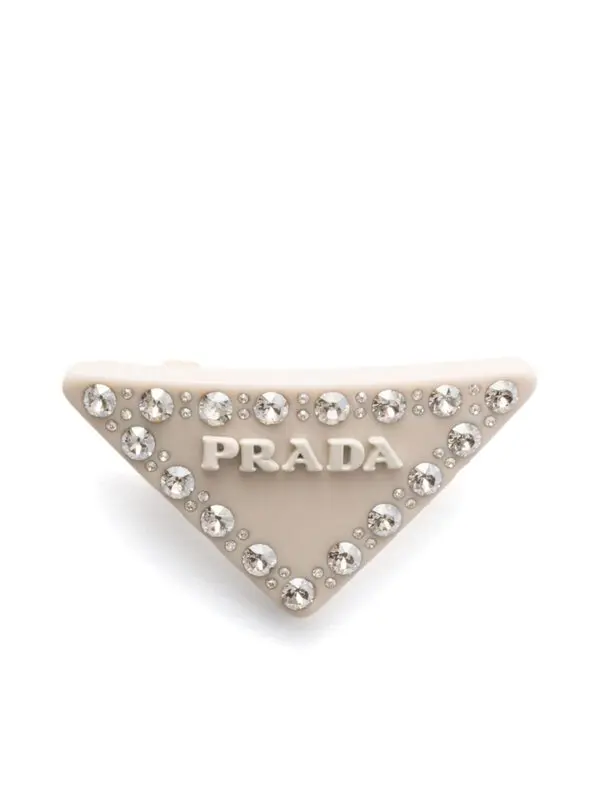 Prada Triangle-logo Hair Clip - Neutrals