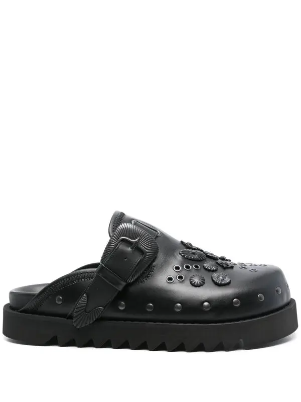 TOGA VIRILIS Studded Slippers - Black