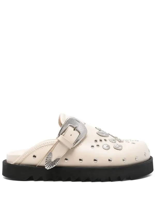 TOGA VIRILIS Studded Slippers - White