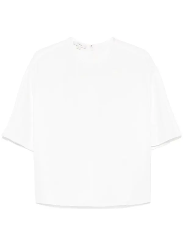 Vince Satin-trim Crepe Blouse - White