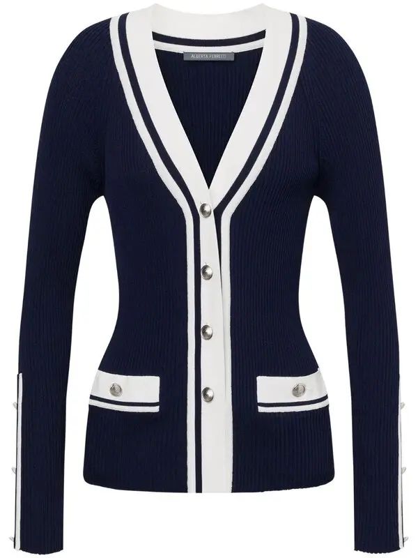 Alberta Ferretti Contrast-trim Cardigan - Blue