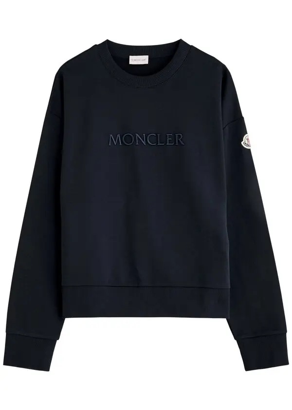 Moncler Logo-embroidered Cotton Sweatshirt - Navy