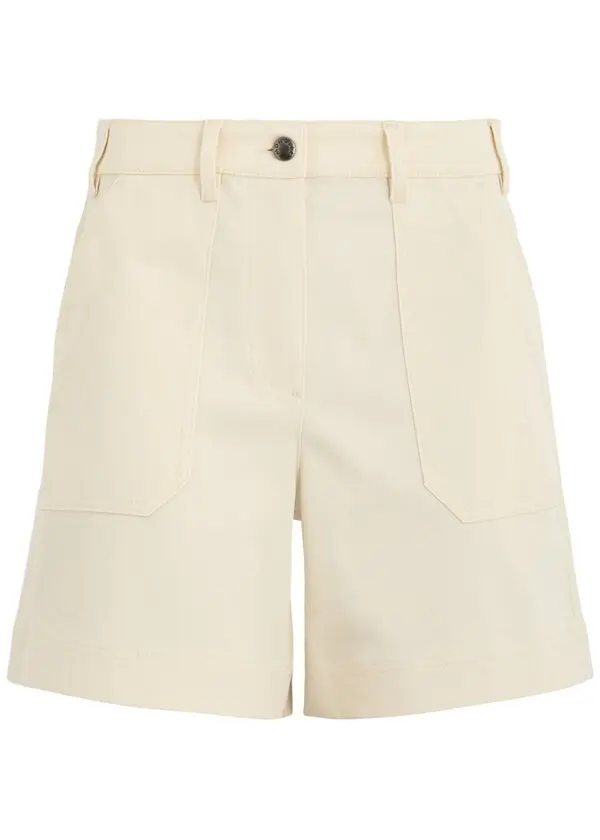 Moncler Stretch-cotton Twill Shorts - Ivory