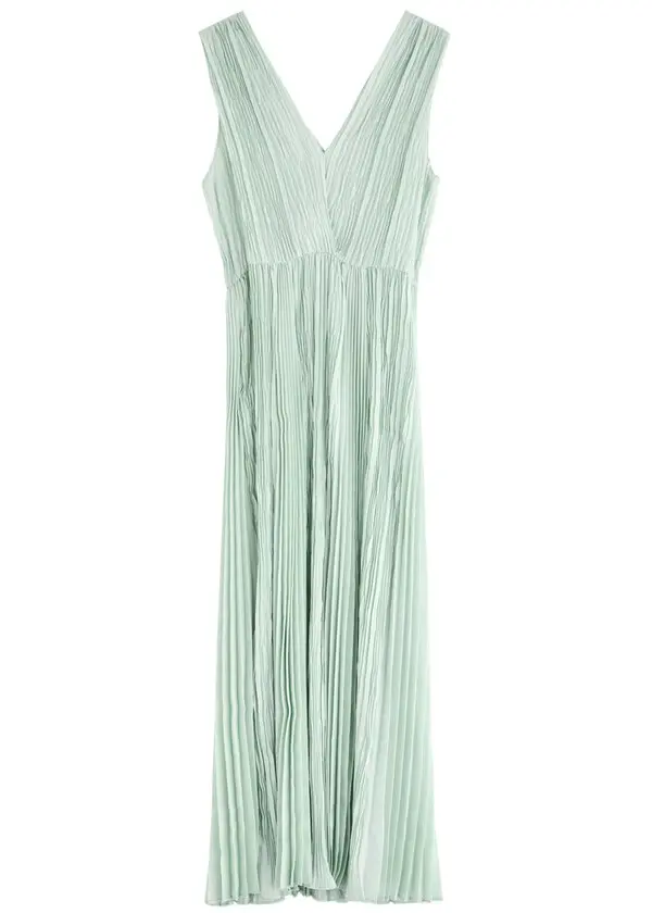 FORTE_FORTE Plissé Woven Midi Dress - Light Green