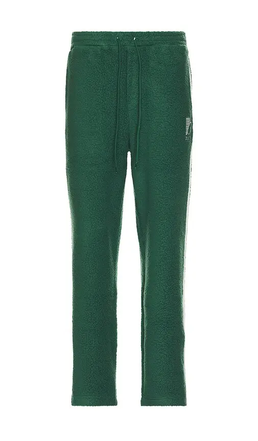 BOUND Reverse Fleece Grid Straight Sweatpants In Green - Bottle Green