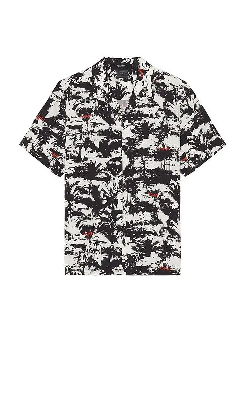 Ksubi Palm Tree Resort Short Sleeve Shirt In Black - Multi Color