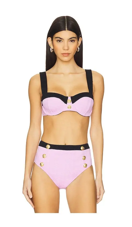 L'Agence Alexandria Colorblock Bikini Top - Light Violet