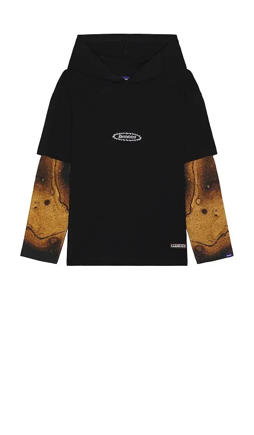 DEVA STATES Malice Long Sleeve Hooded Tee In Black