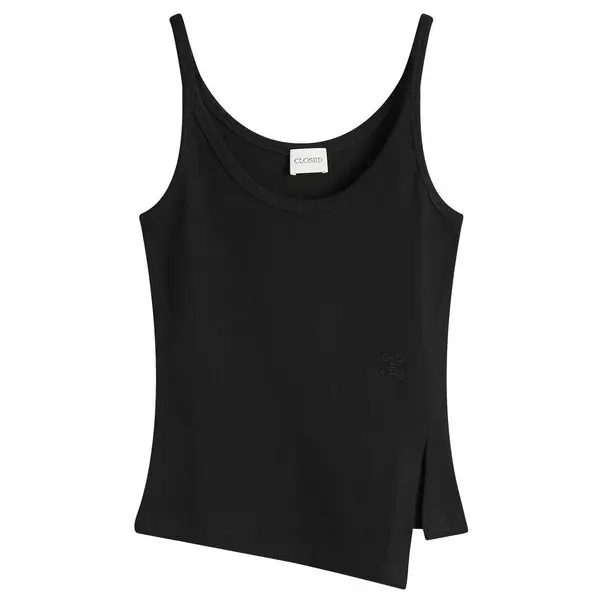 Closed Asymmetric Tank Top - Black