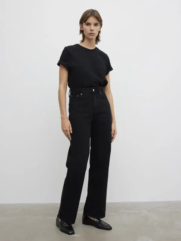 HOUSE OF DAGMAR Wide Leg Jeans - Washed Black