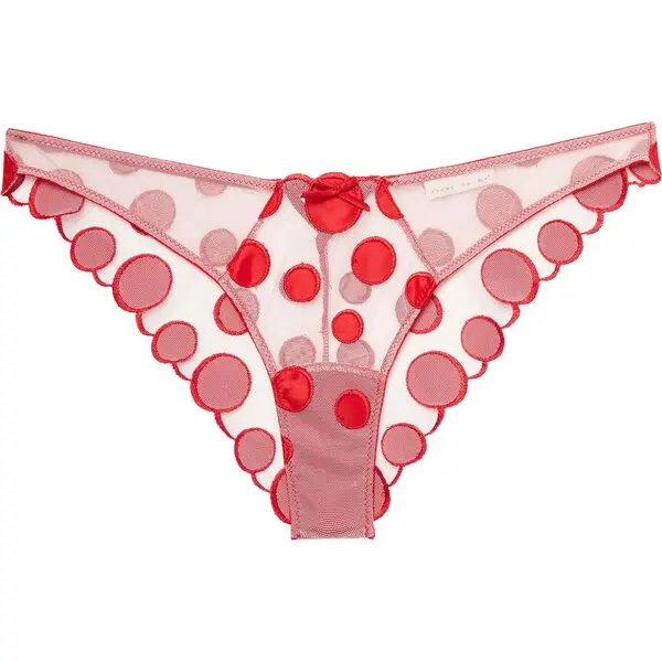 Fleur Du Mal Polka Dot Embroidered Briefs - Rouge
