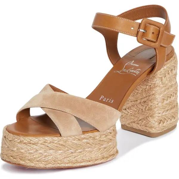 CHRISTIAN LOUBOUTIN Calakala Espadrille Platform Sandal - Lionne/ Terra