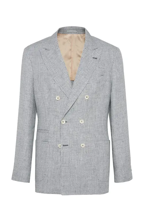Brunello Cucinelli Houndstooth Deconstructed Blazer - Grey