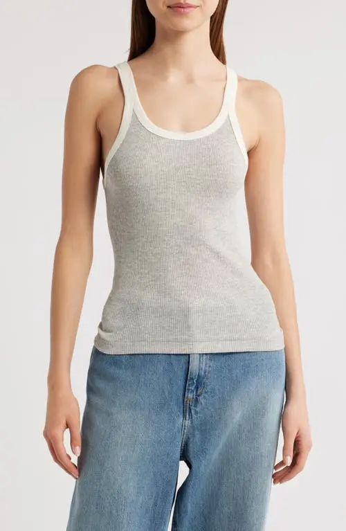 RE/DONE Rib Tank - Grey With Vintage White