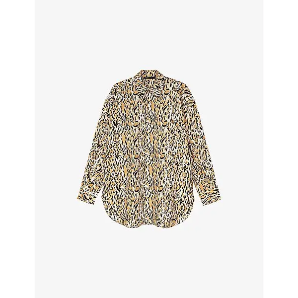 Maje Leopard-print Cotton Shirt - Marron/brown