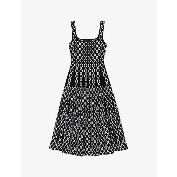 Sleeveless Maje Dress Black And White Jacquard Knit Short Dress Bicolor For  Women Maje