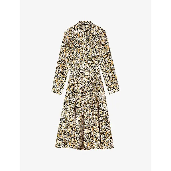 Maje Leopard-print Long-sleeved Midi Dress - Marron/brown