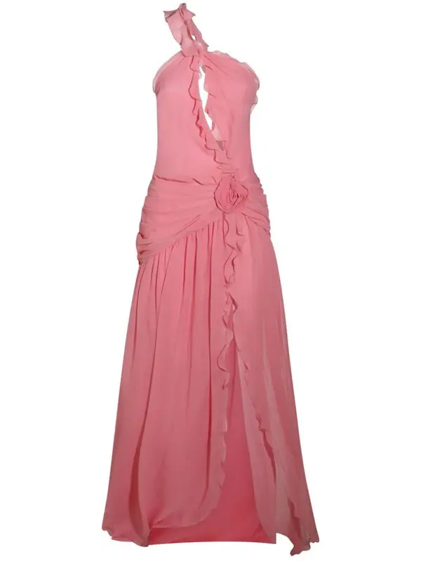 Blumarine One-shoulder Silk Maxi Dress - Pink