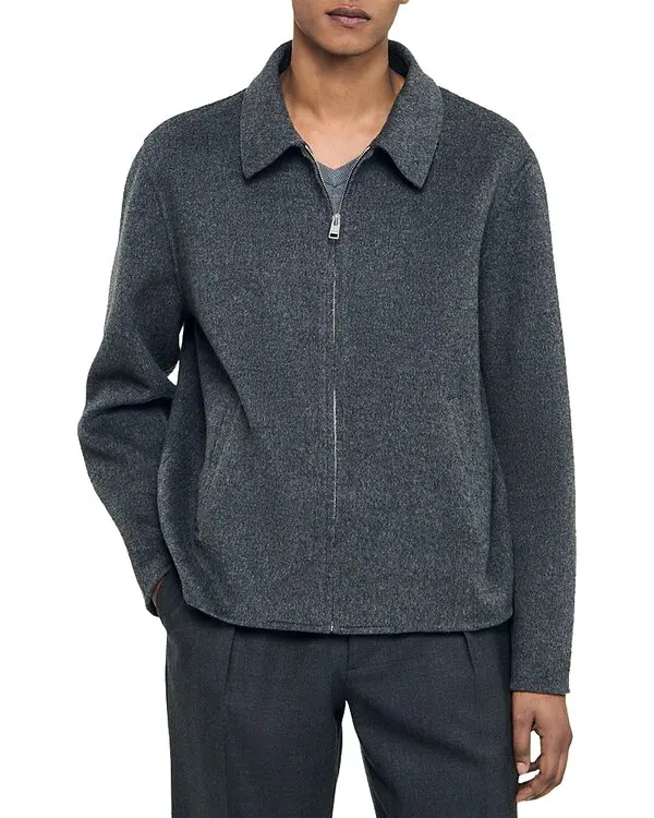 Sandro Double Face Jacket - Dark Grey