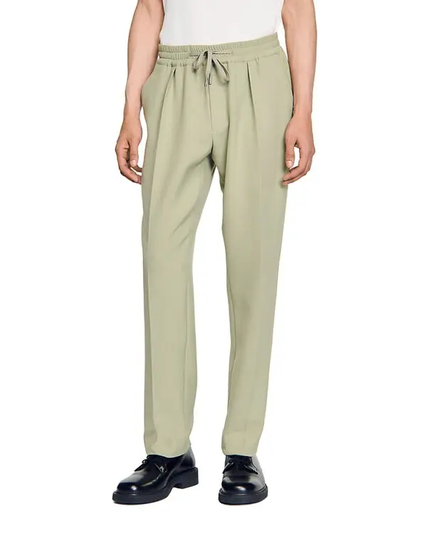 Sandro Straight Leg Drawstring Trousers - Light Khaki
