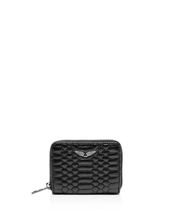 Zadig&Voltaire Mini Zv Mat Small Embossed Leather Wallet - Noir/silver