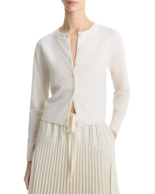 Vince Tipped Half Moon Cardigan - Off White/optic White