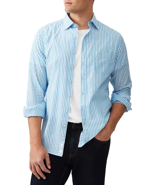 Rodd & Gunn Ferry Land Slim Fit Striped Shirt - Azure