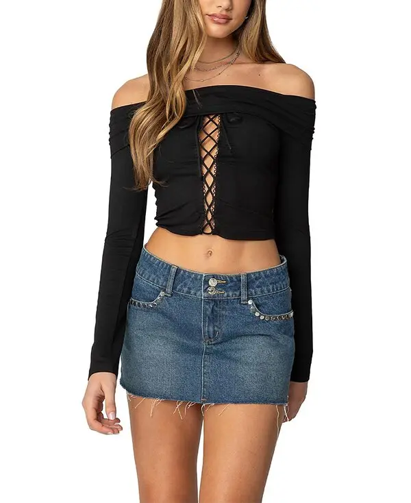 EDIKTED Lace Up Top