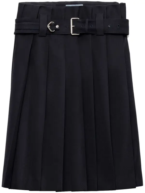 Prada Belted Pleated Skirt - Blue