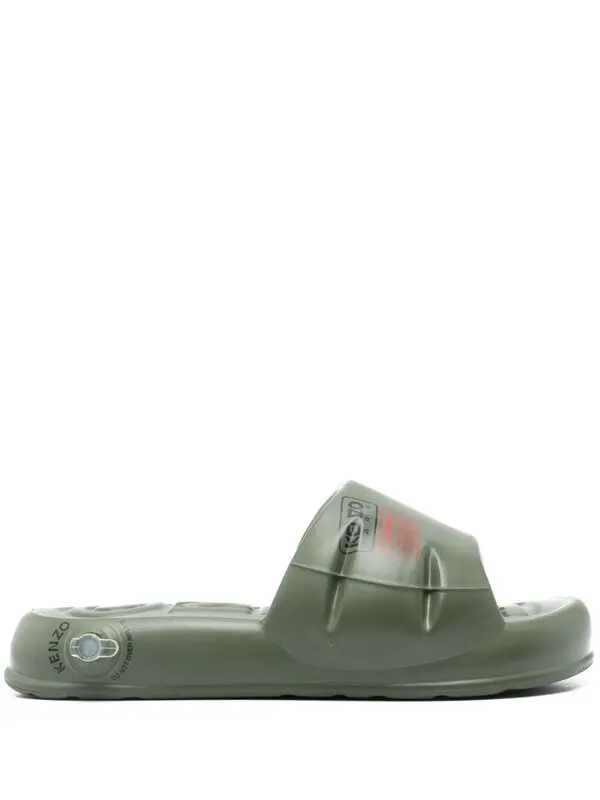 Kenzo Logo-print Slides - Green